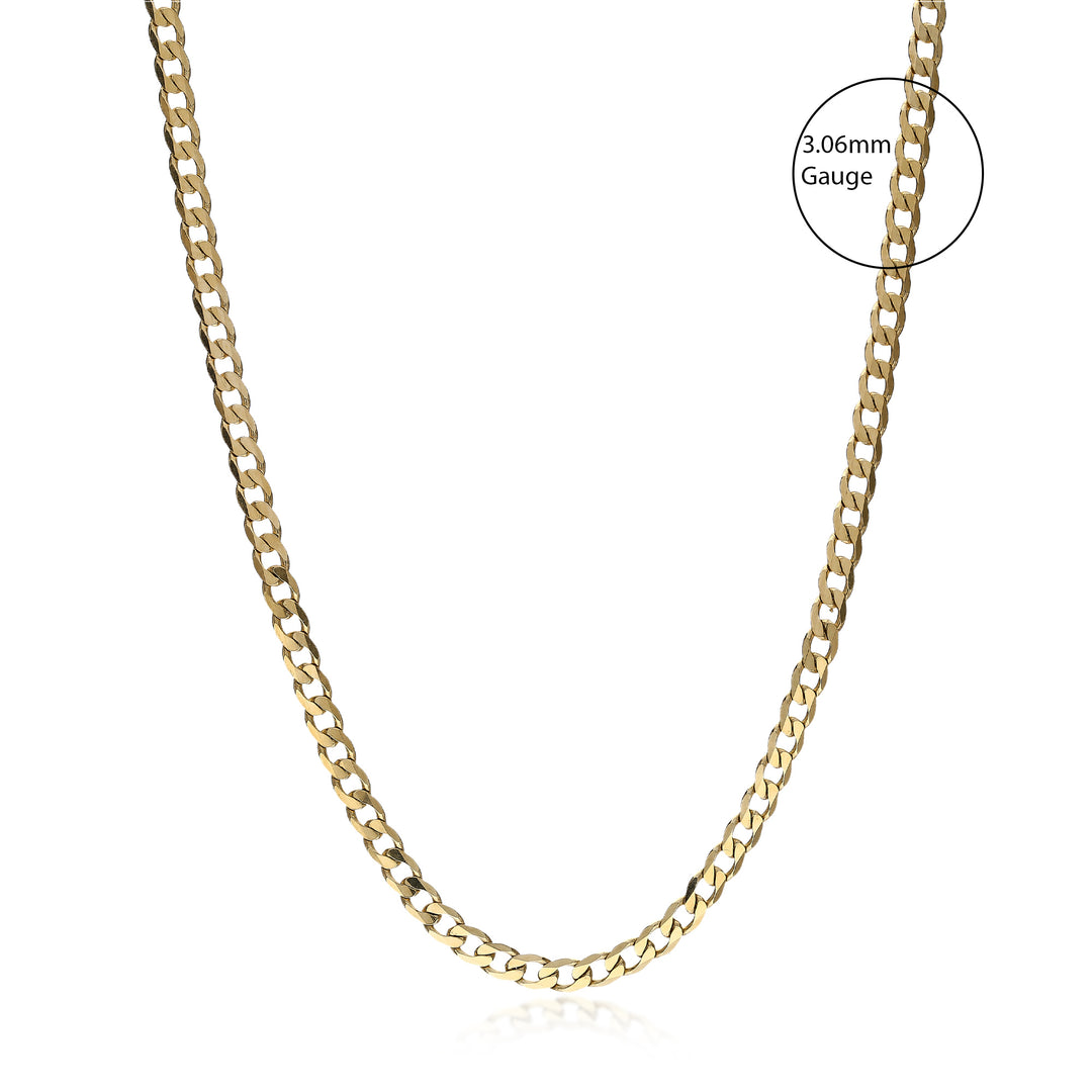 9ct Yellow Gold Heavy Curb Chain 3.06mm 20" – Yorkshire Jewellery Company