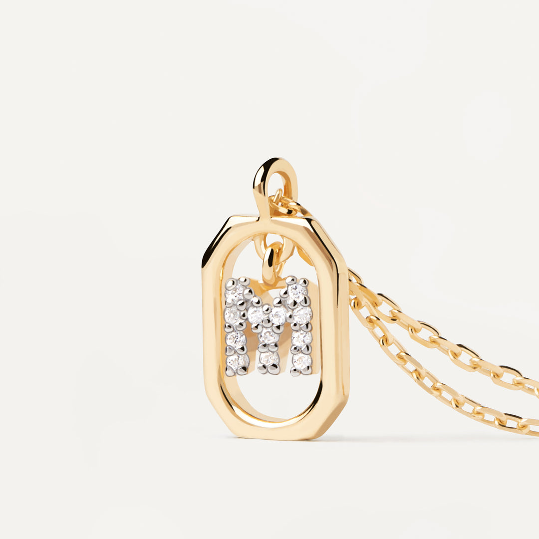 Mini Letter M Gold Necklace | PDPAOLA – Yorkshire Jewellery Company