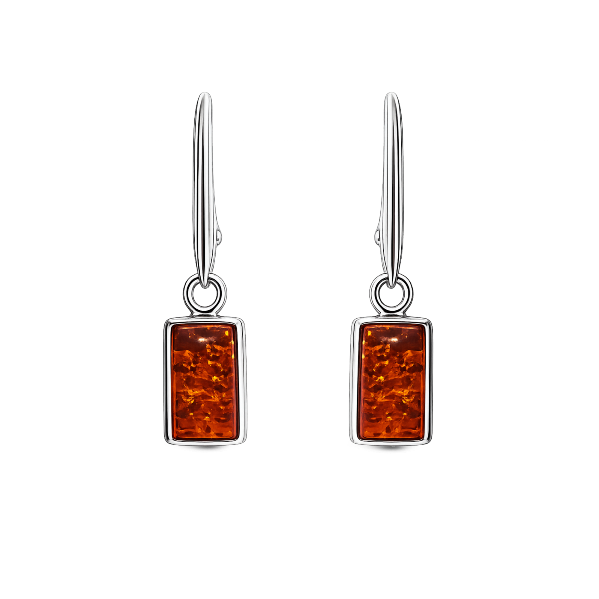 Sterling Silver Amber Rectangular Drop Earrings | YJC – Yorkshire ...