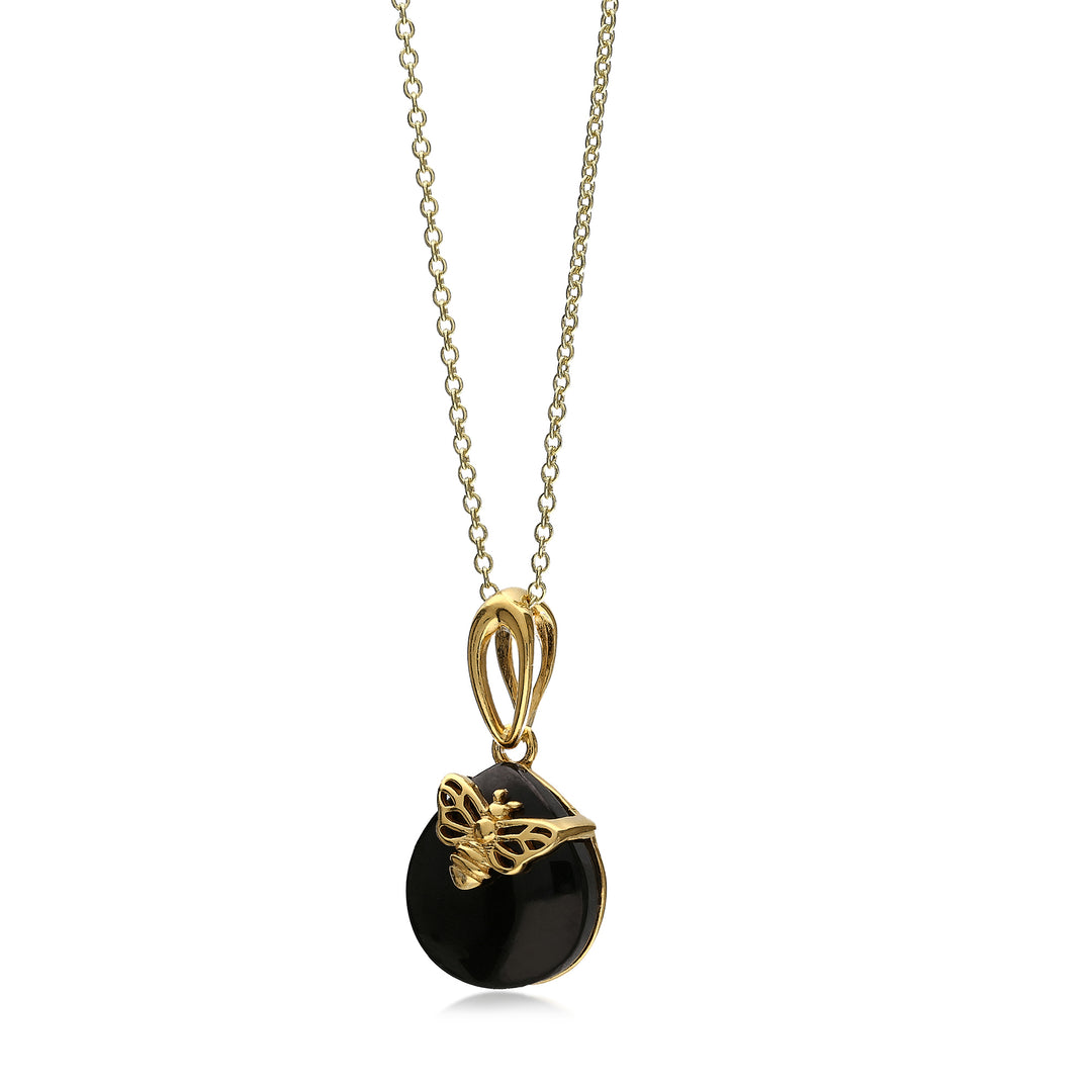 Gold Vermeil Whitby Jet Bee Teardrop Pendant – Yorkshire Jewellery Company