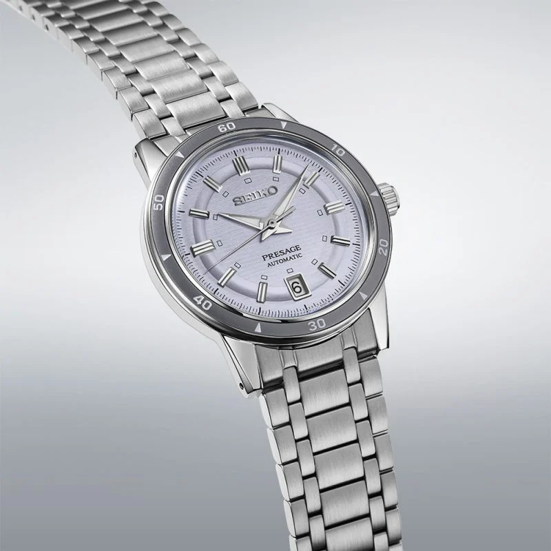 Seiko Presage Style 60s Silvery Violet Automatic Men’s 39.5mm Watch SR ...