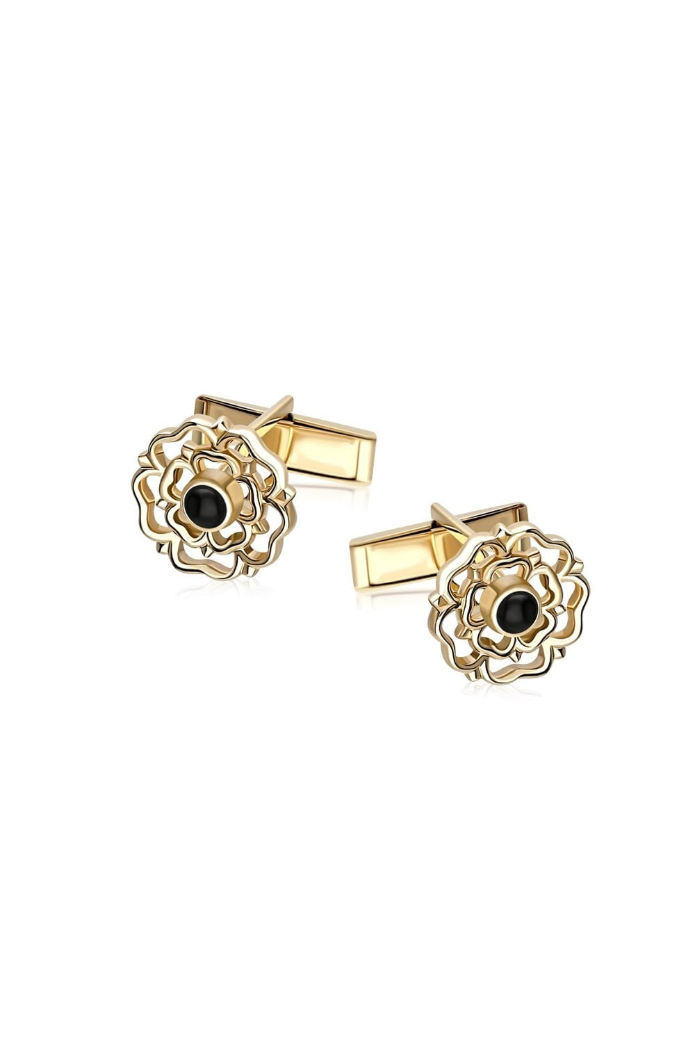 9ct Yellow Gold Whitby Jet Yorkshire Rose Cufflinks – Yorkshire ...