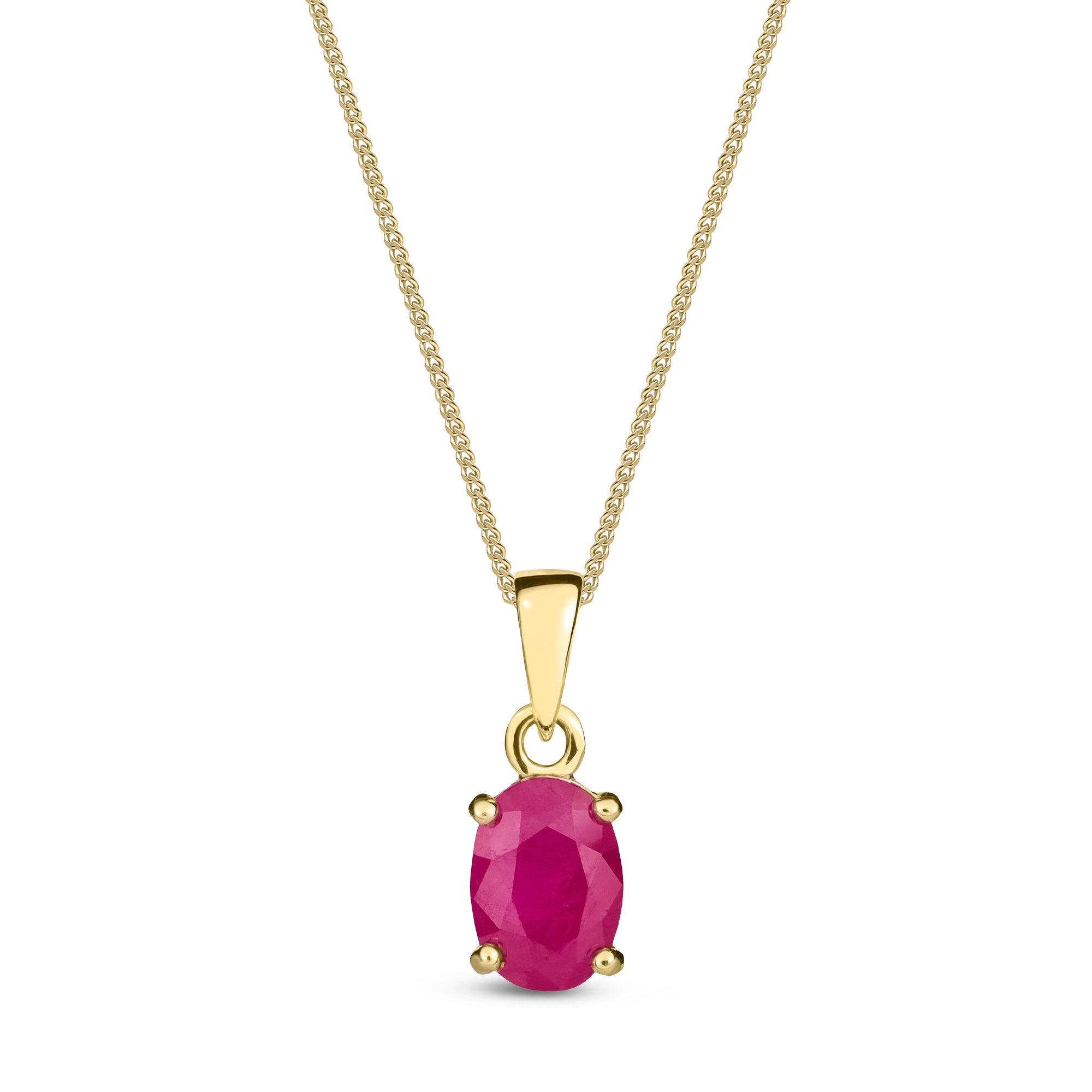 9ct Yellow Gold Ruby Four Claw Oval Pendant – Yorkshire Jewellery Company