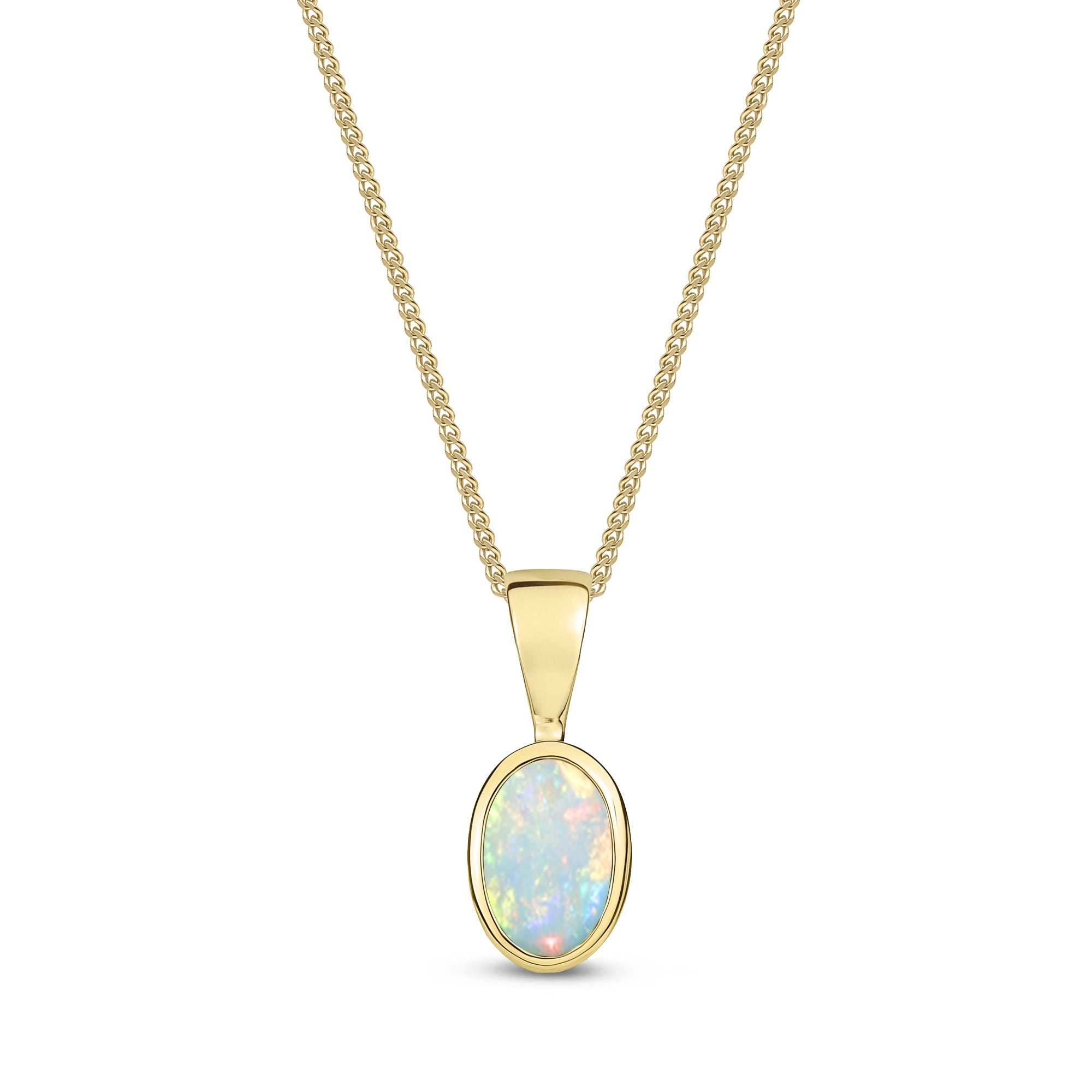 9ct Yellow Gold Opal Rub Over Pendant – Yorkshire Jewellery Company