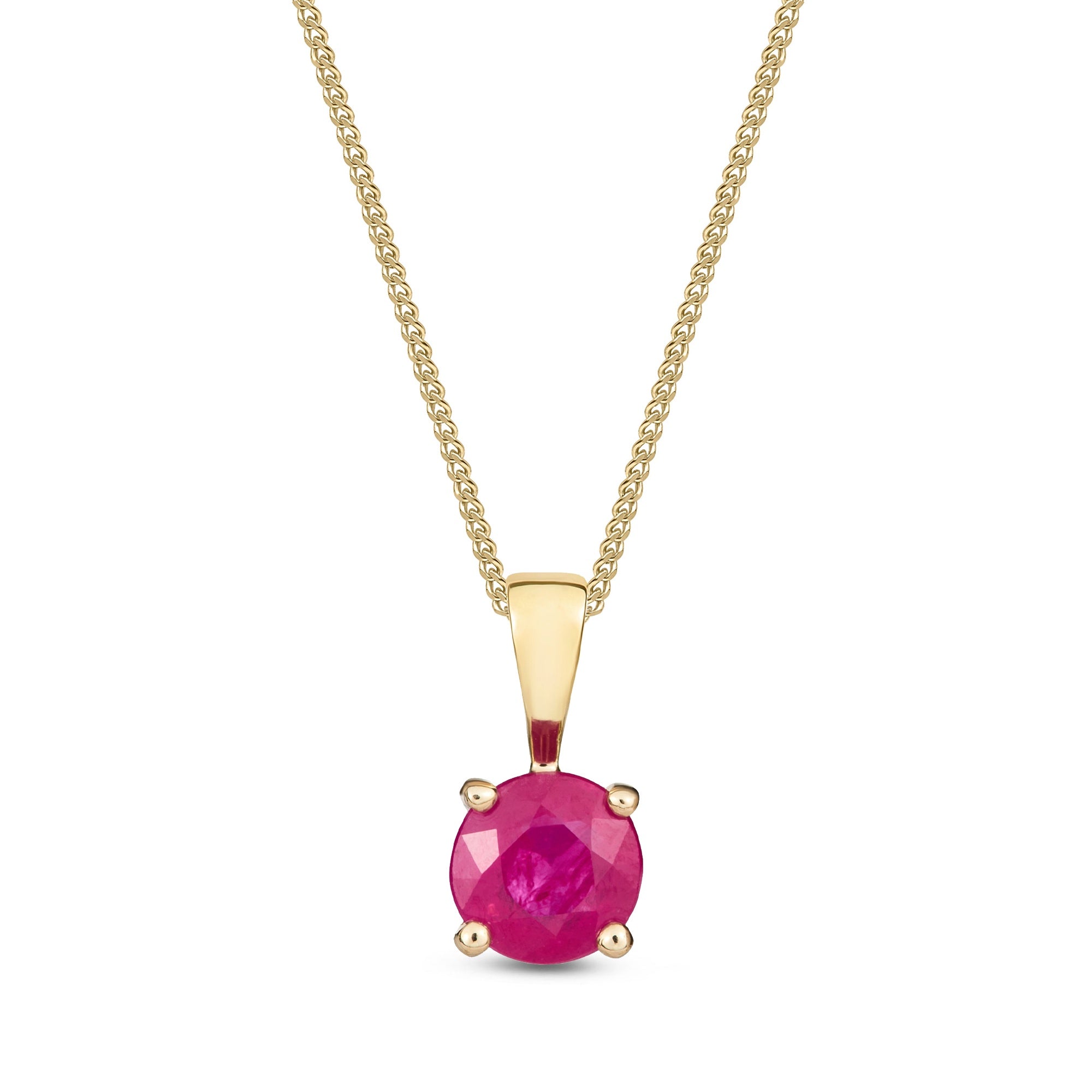 9ct Yellow Gold Ruby Four Claw Round Pendant – Yorkshire Jewellery Company