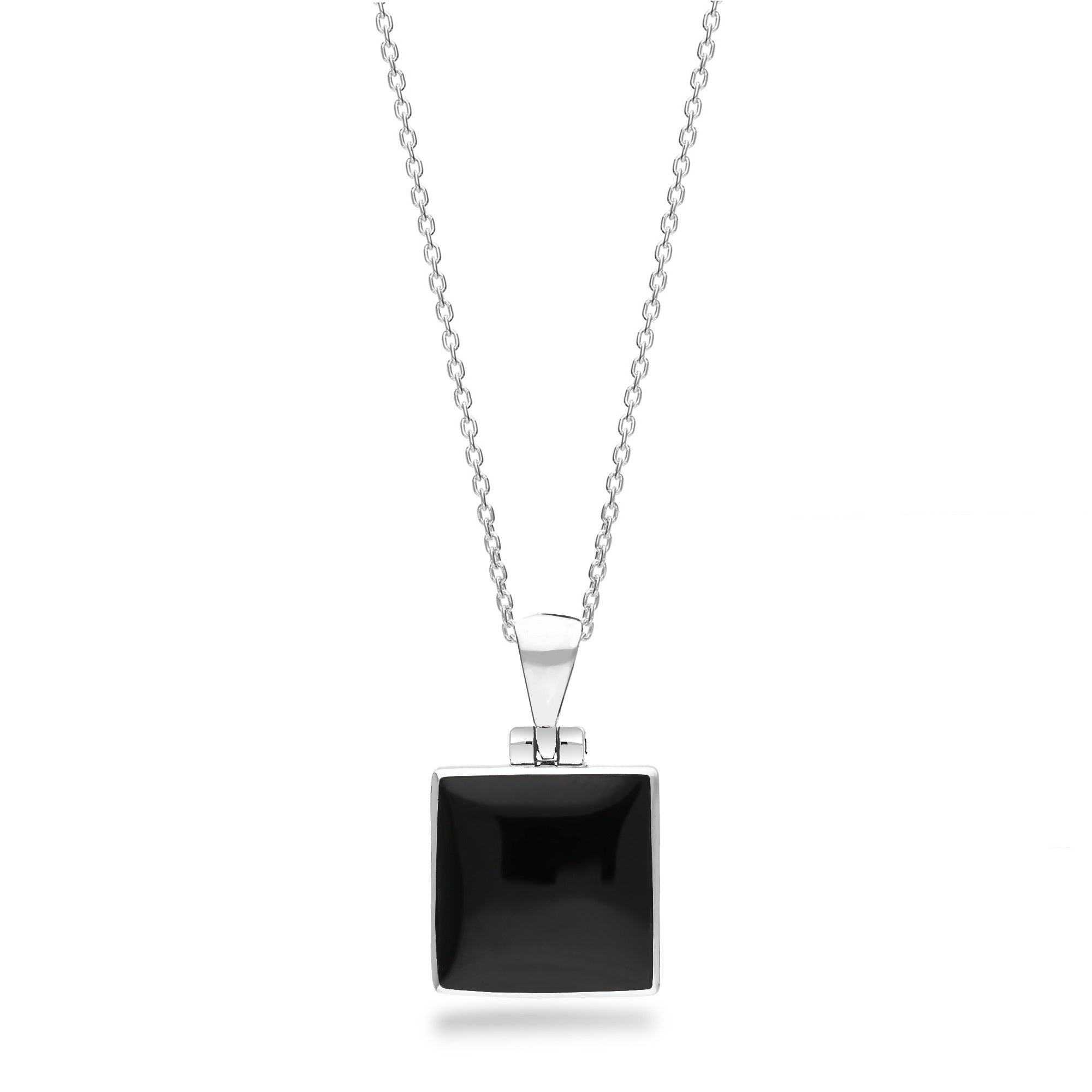 Sterling Silver Whitby Jet Large Square Pendant – Yorkshire Jewellery ...